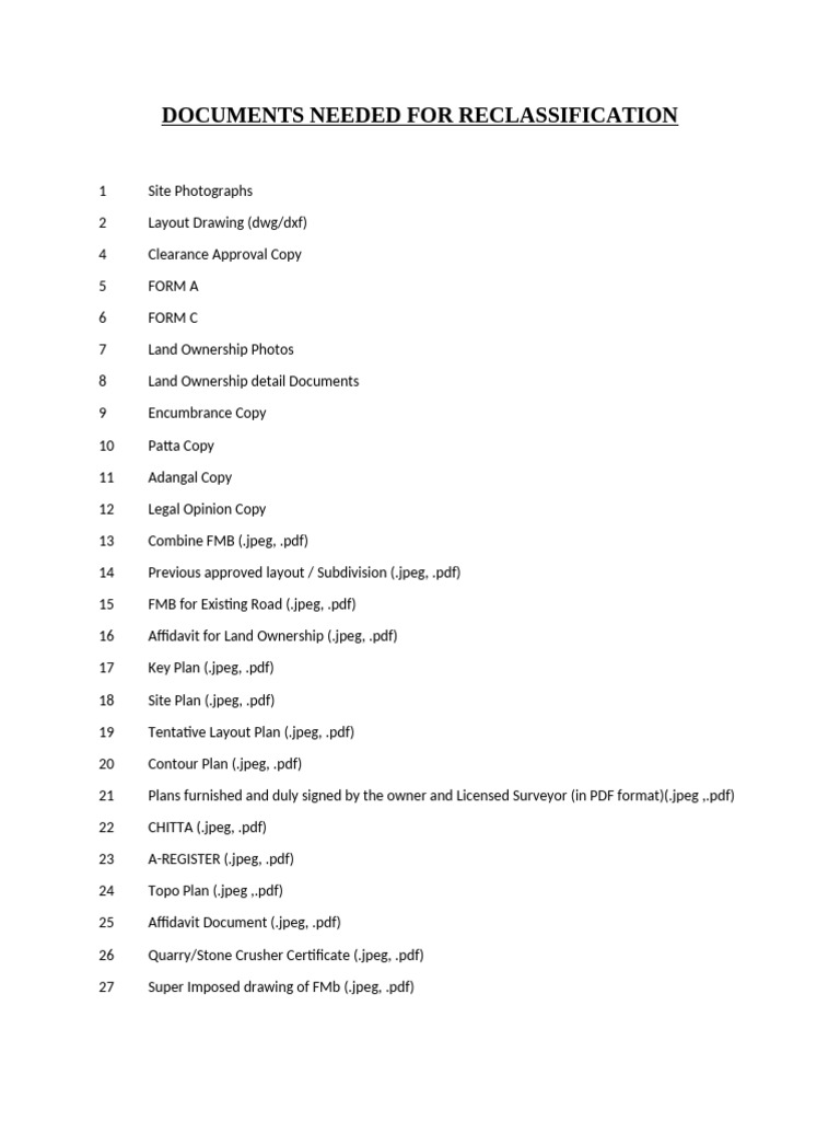 Reclasification Check List | PDF