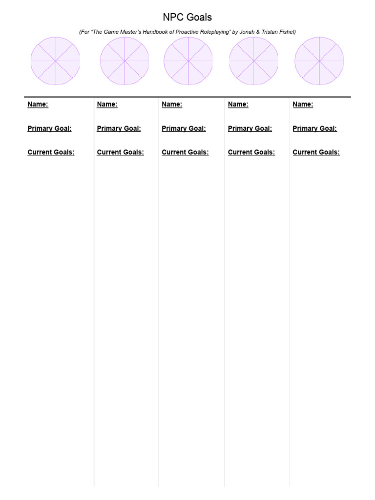 NPC Proactive Roleplaying Clocks | PDF