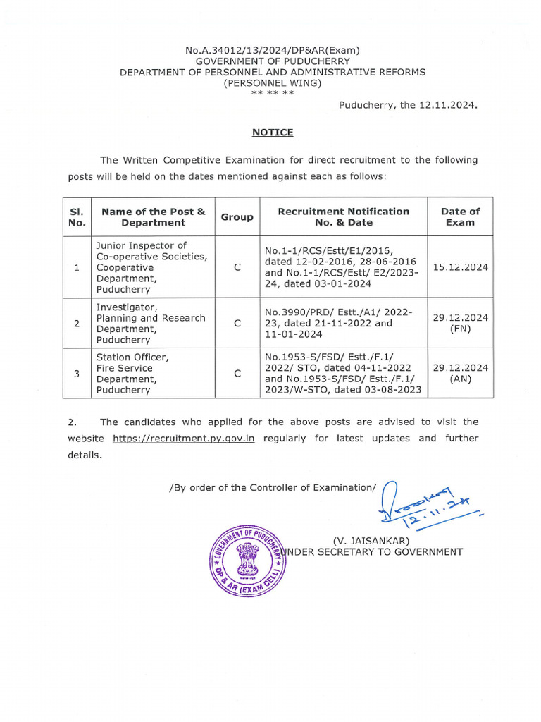 Exam Schedule Notice | PDF