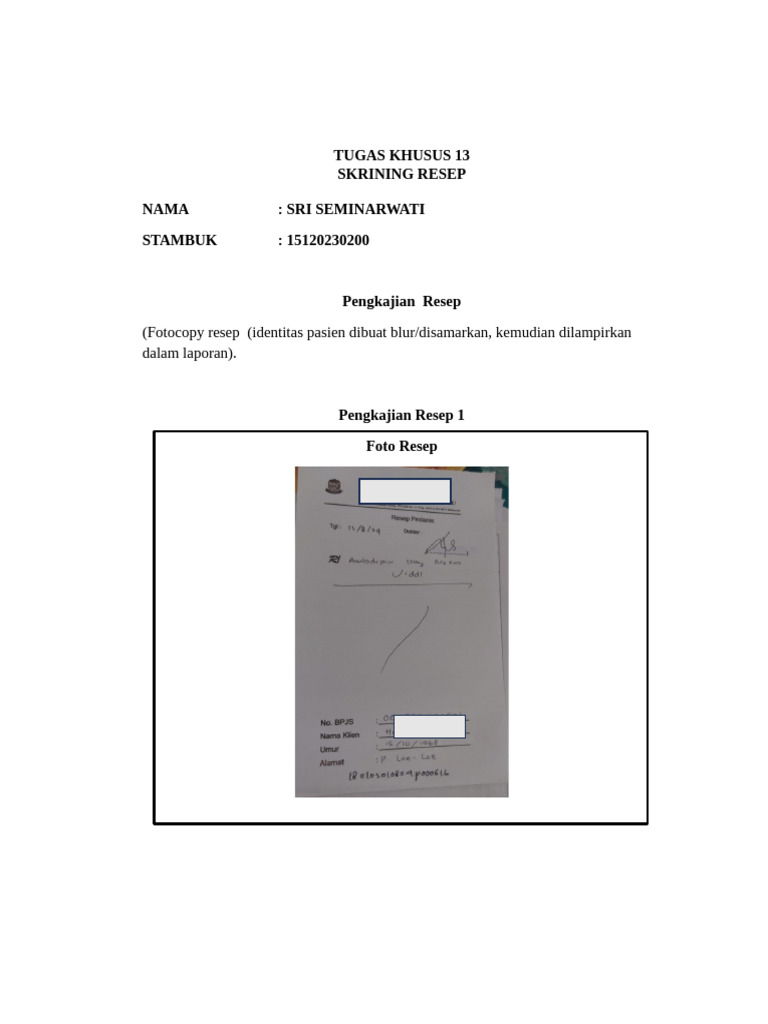 13 Tugas Khusus - Skrining Resep - 0200 | PDF