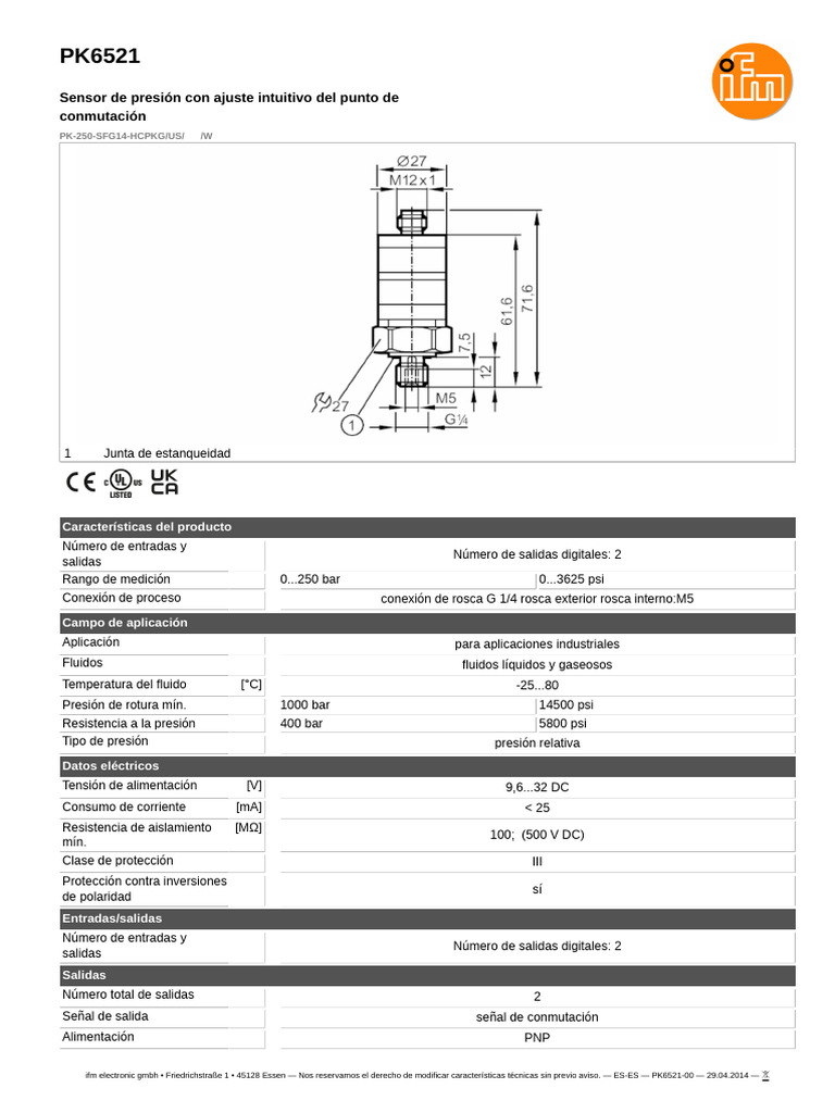 PK6521 00 - Es Es | PDF | Presión | Metrología