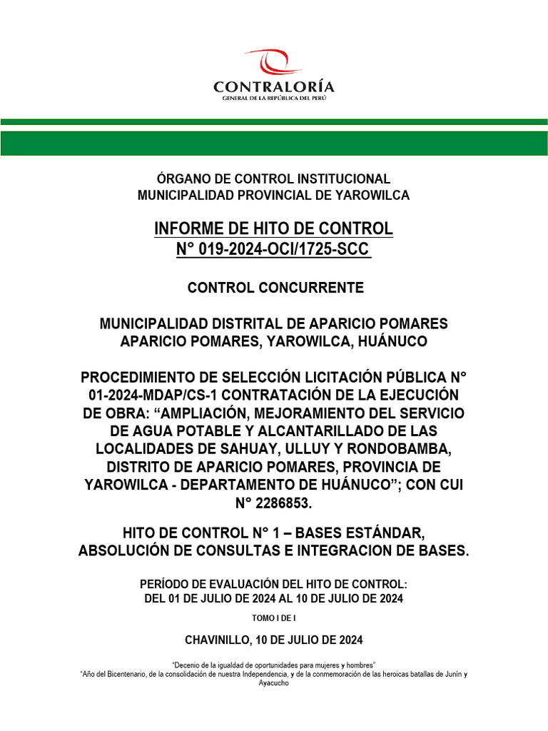 Hito de Control - Proceso de Selección | PDF | Alcantarillado | Agua