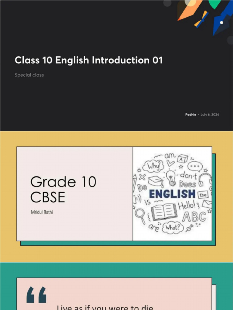 Demo Class 10 English Introduction 01 With Anno | PDF