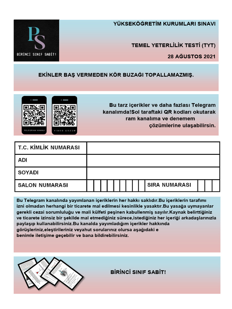 2022 TYT Fen Bilimleri Denemesi | PDF