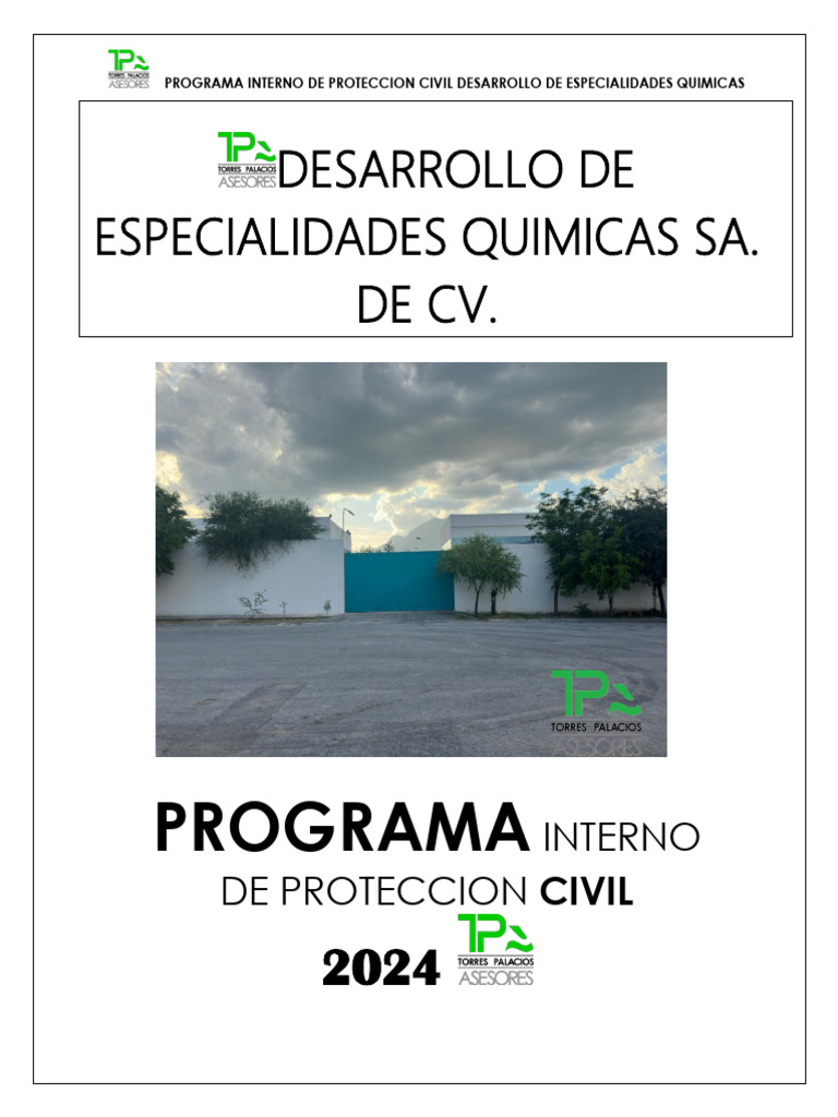Programa Interno de Proteccion Civil Desarrollo de Especialidades Quimicas 2024 REVISADO OKAA ...