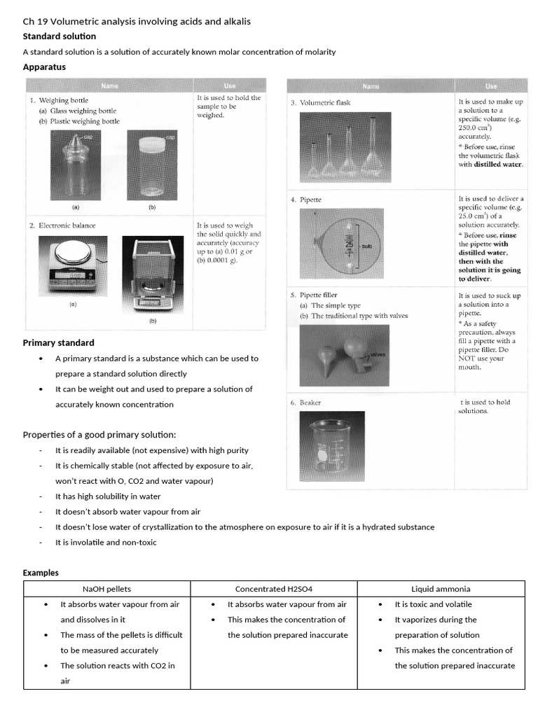 CH 19 Volumetric Analysis Involving Acids and Alkalis | PDF | Titration ...