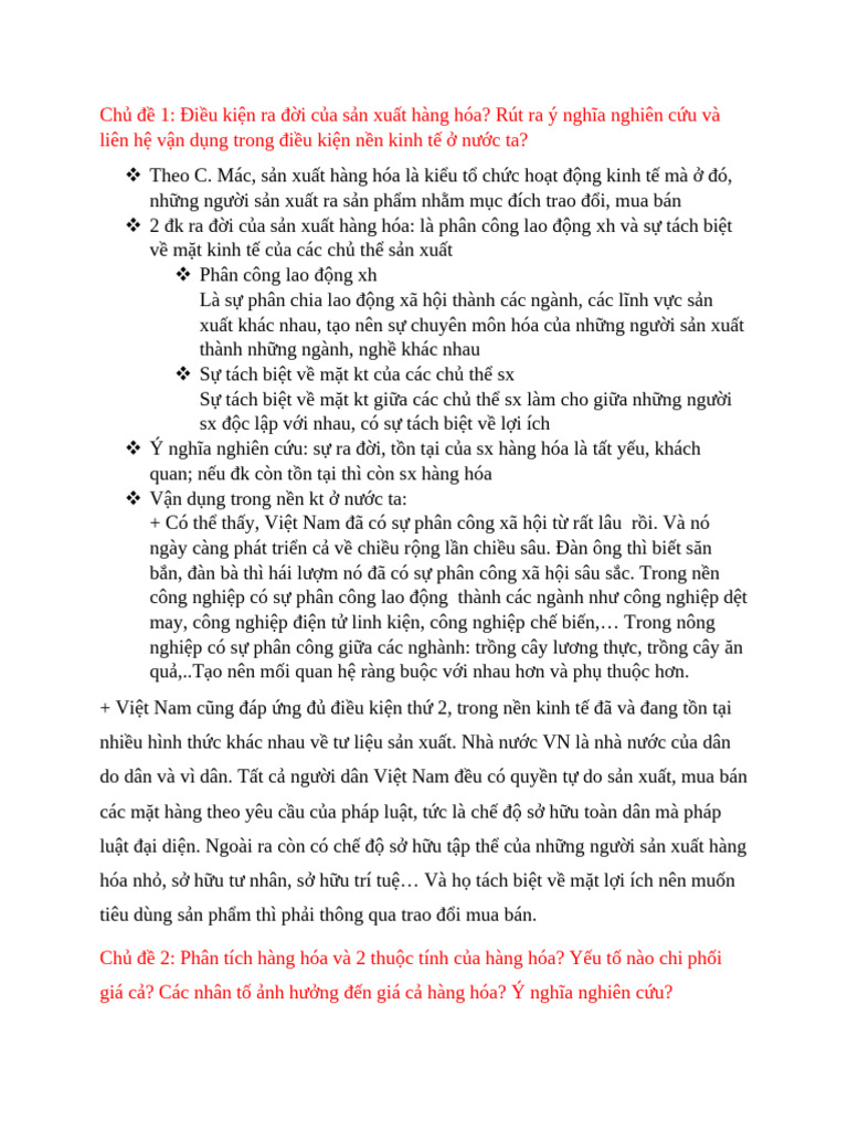 Chủ đề ôn thi môn KTCT | PDF