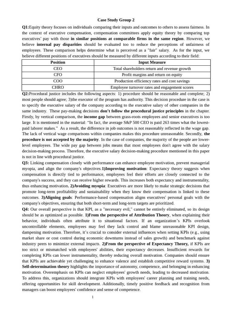 Case3-Group2 | PDF | Employment | Motivation