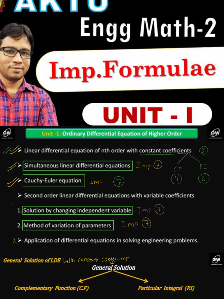 M-2 UNIT-1 Imp. Formulae | PDF