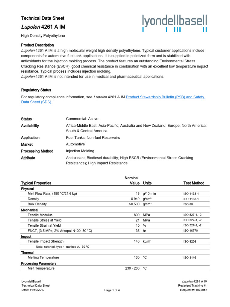 Lupolen 4261 Basell | PDF | Medical Device | Materials