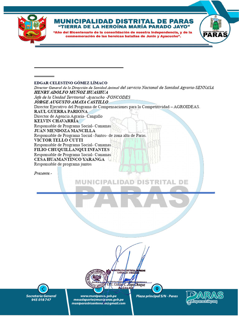 Oficio Multiple N°138-2024-Mdp-Ayac-Alc - Programas Sociales | PDF