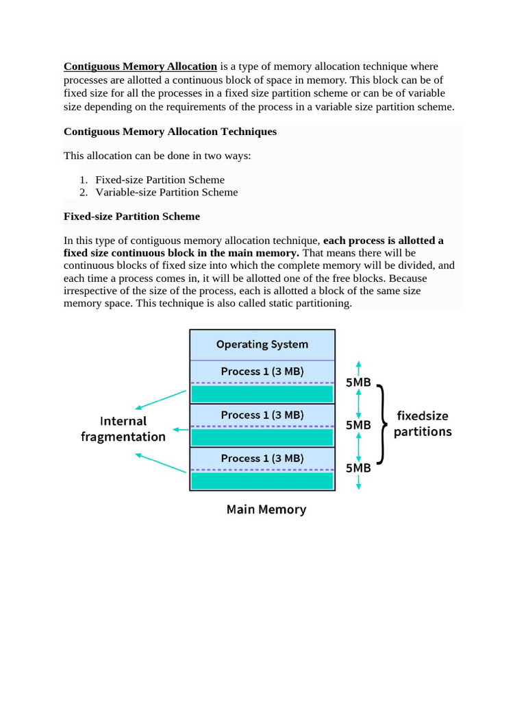 Contiguous Memory Allocation | PDF | Computing | Software