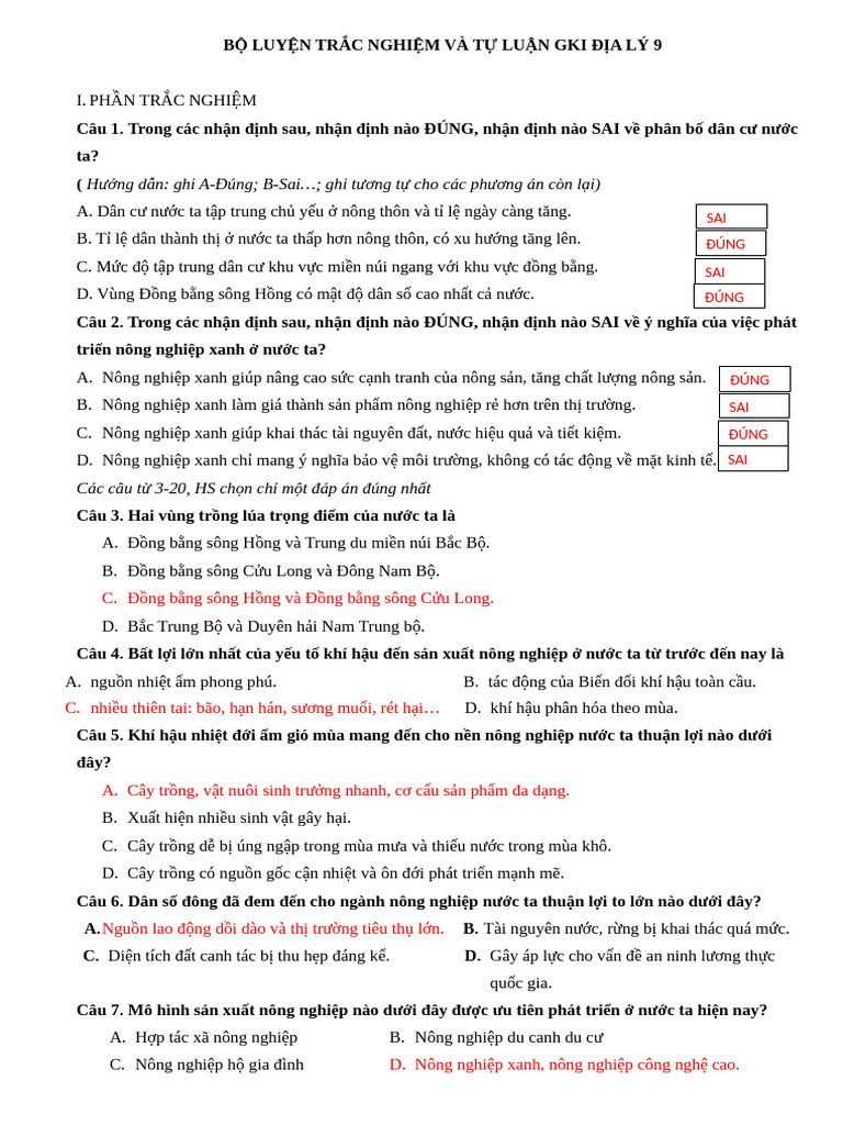 Hdtl Bộ Luyện Tn&Tl Gki - Địa 9 | PDF