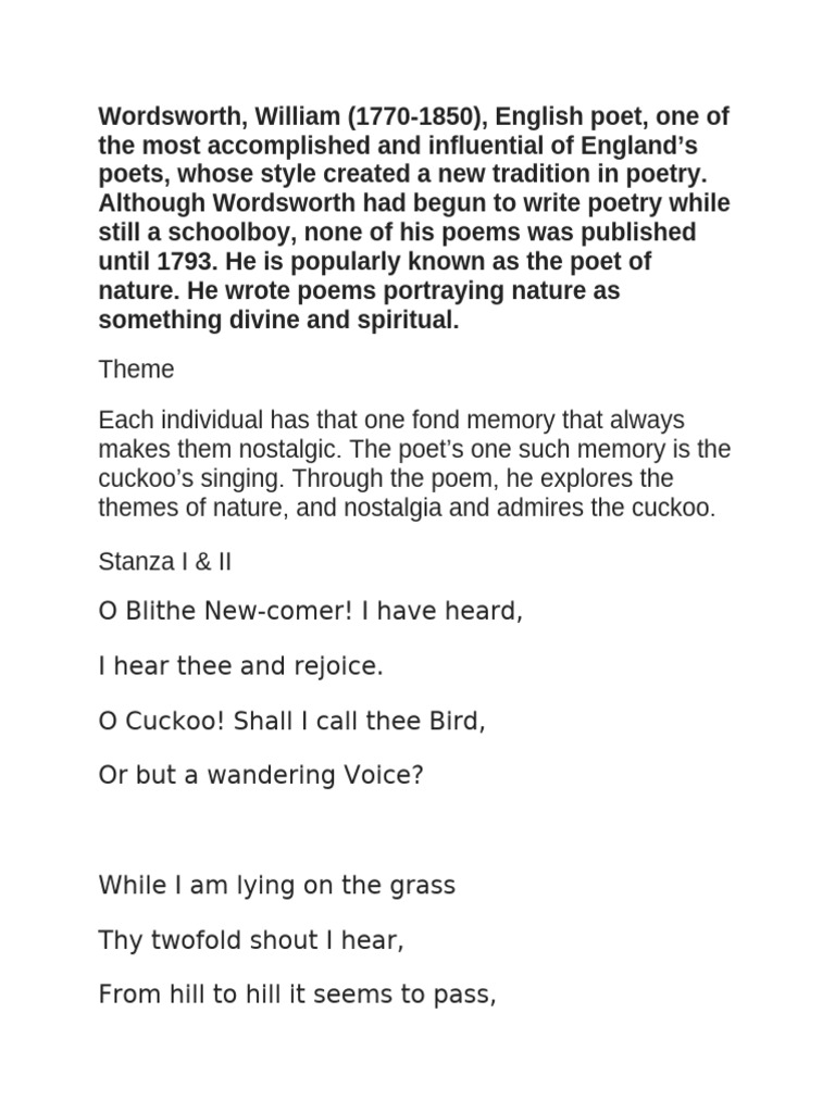 Wordsworth | PDF | Poetry
