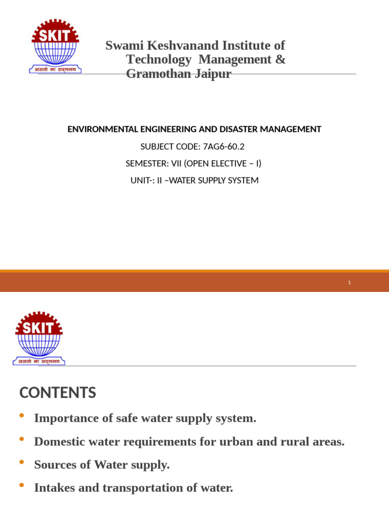 Unit-II Water Supply System | PDF | Water | Water Supply