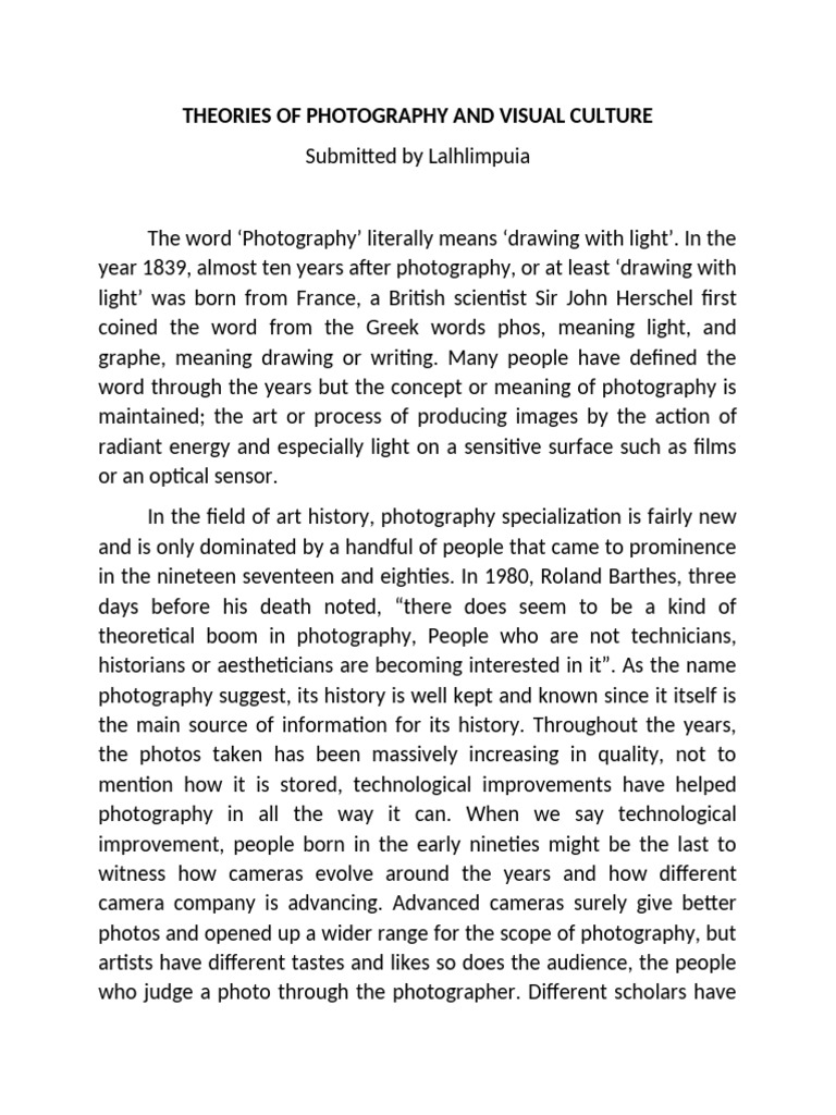 Theories of Photography and Visual Culture | PDF | Image | Photograph