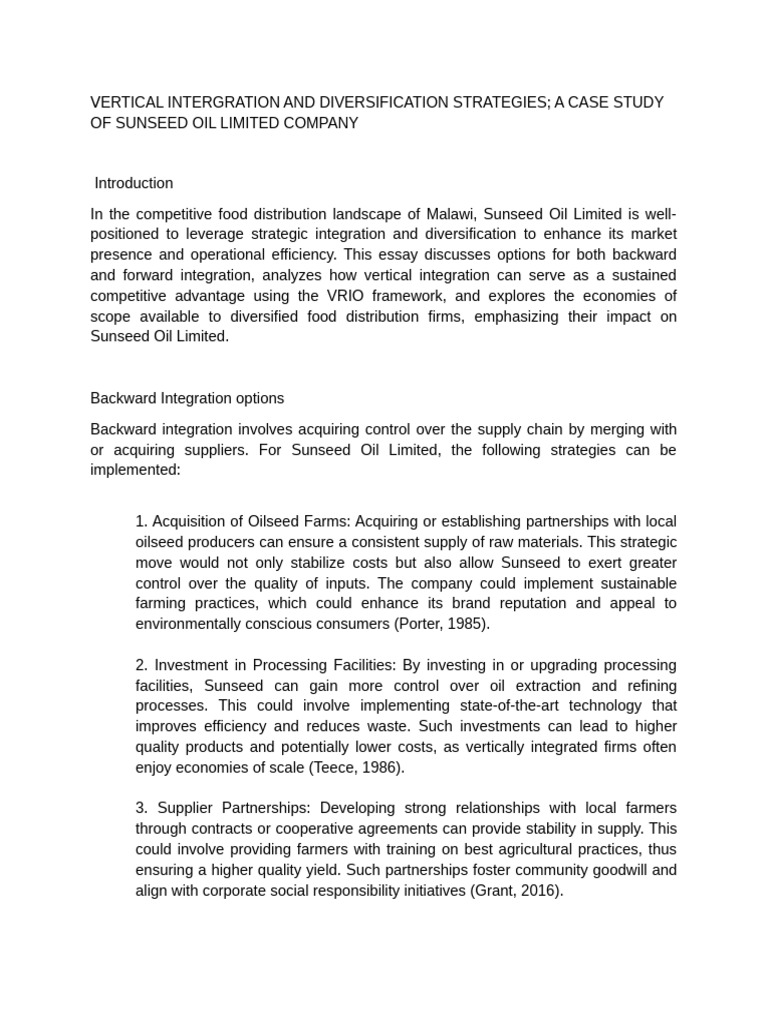 Vertical Intergration and Diversification Strategies | PDF | Retail ...