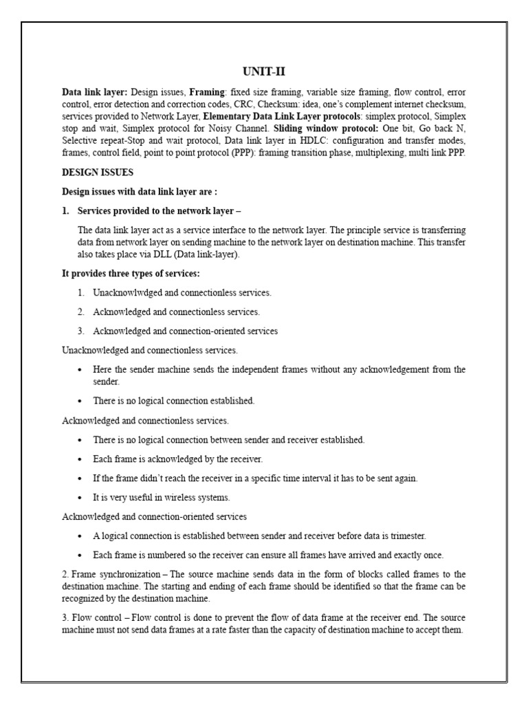 CN Unit Ii | PDF | Transmission Control Protocol | Error Detection And Correction