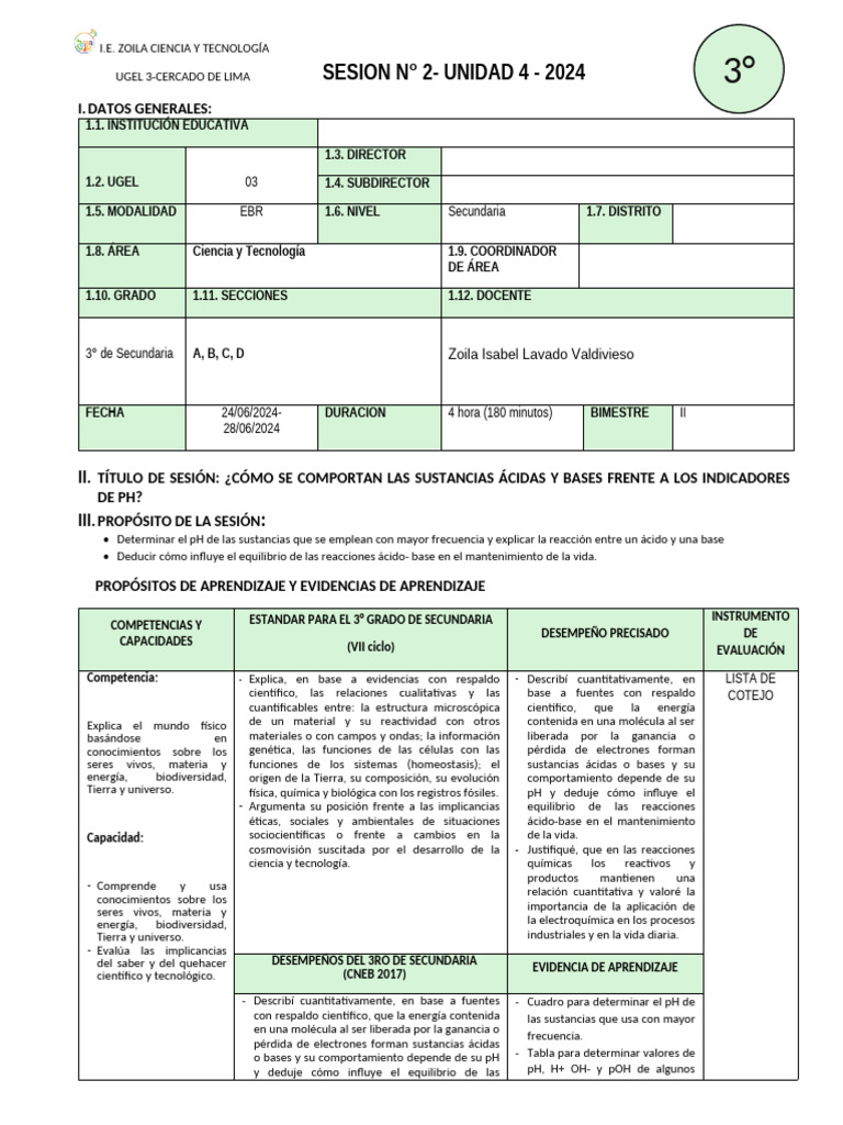 3°sec - UNIDAD 4 - SESIÓN Act. 2 - Cómo Se Comportan Las Sustancias Ácidas y Bases Frente A ...