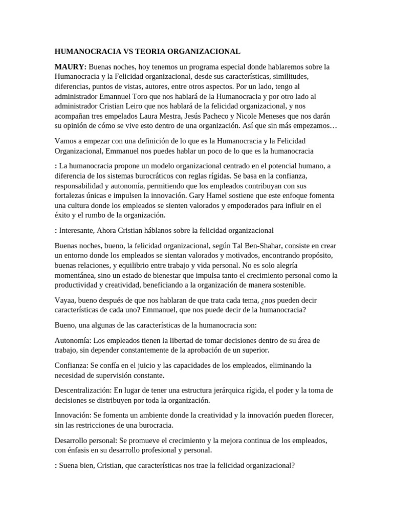 Humanocracia y Felicidad Organizacional | PDF | Felicidad | Bienestar