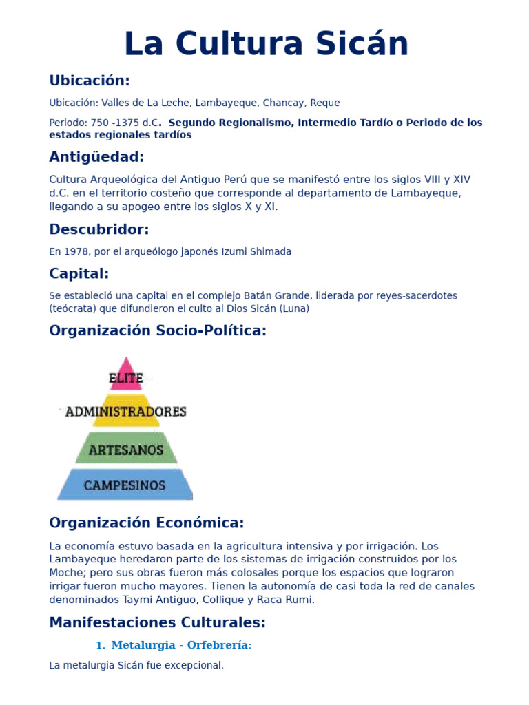 La Cultura Sicán | PDF | Ciencias sociales | Arte