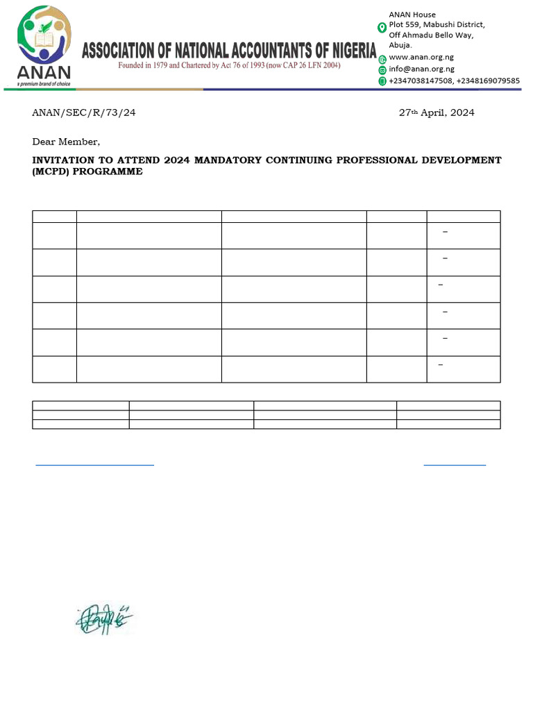 2024 ANAN MCPD Programme Invitation | PDF | Nigeria