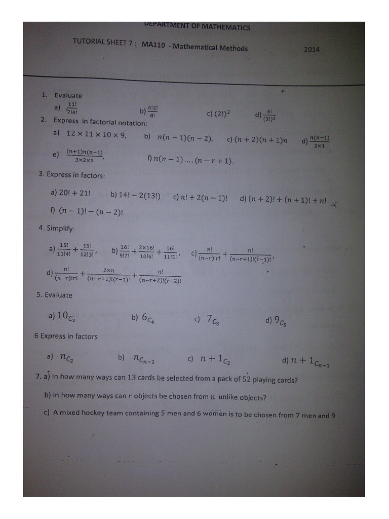 Ma 110-Term 1 Tutorial | PDF
