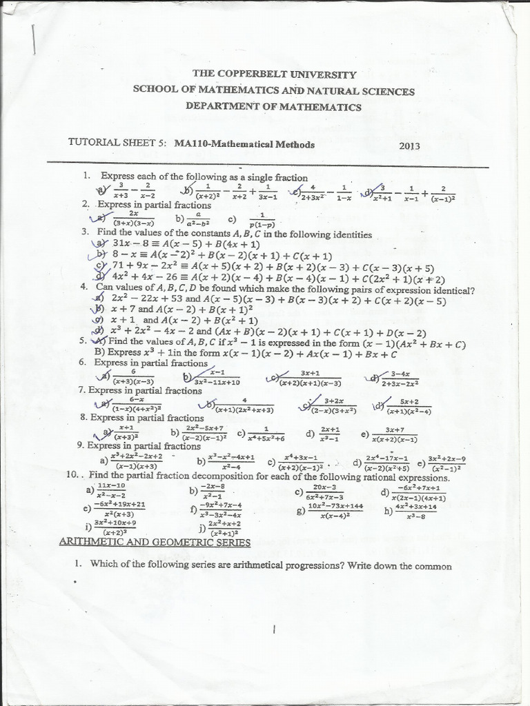 Ma 110 Tutorial 2013 | PDF