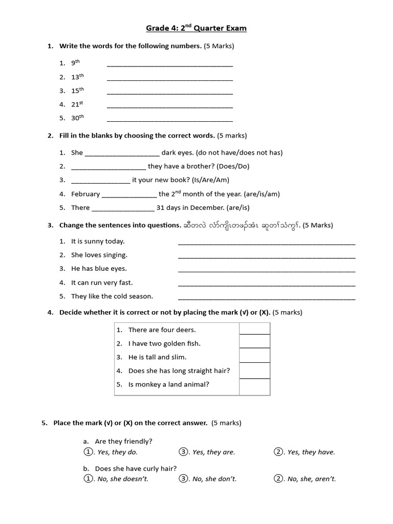 Grade 4 2nd Quarter Test | PDF