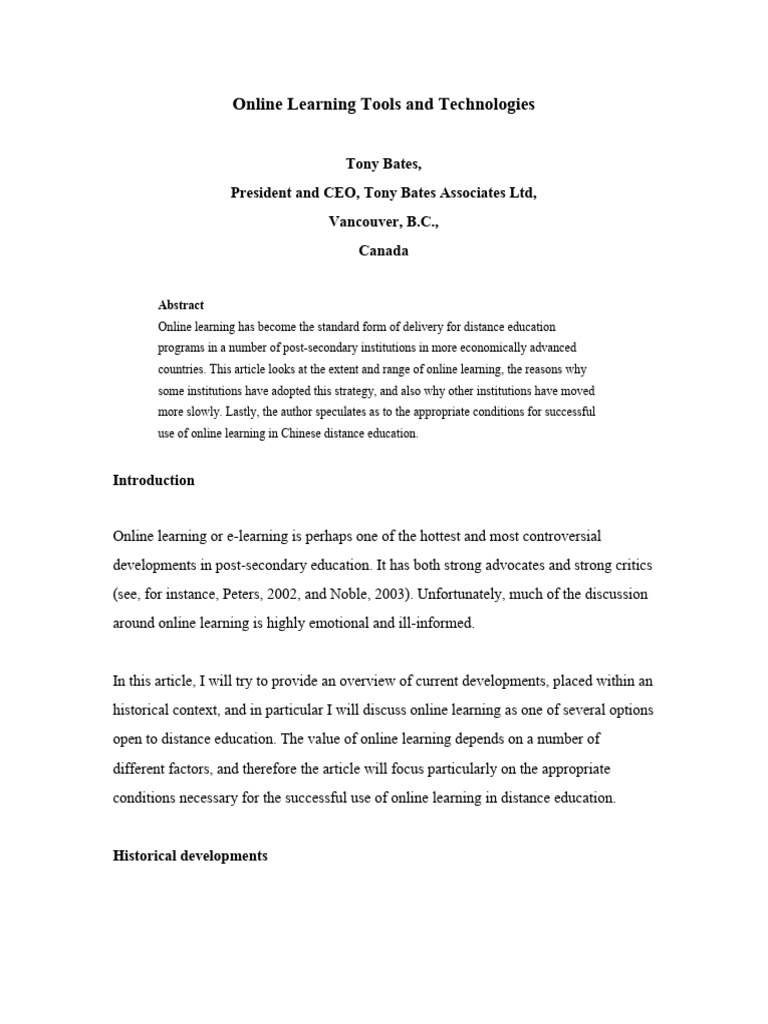 Online Learning Tools | PDF | Educational Technology | Distance Education