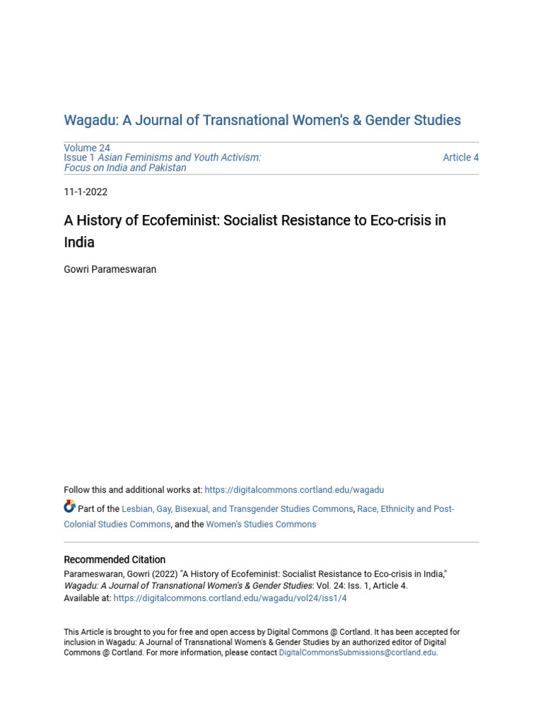 (8 SimCAT) A History of Ecofeminist - Socialist Resistance To Eco ...