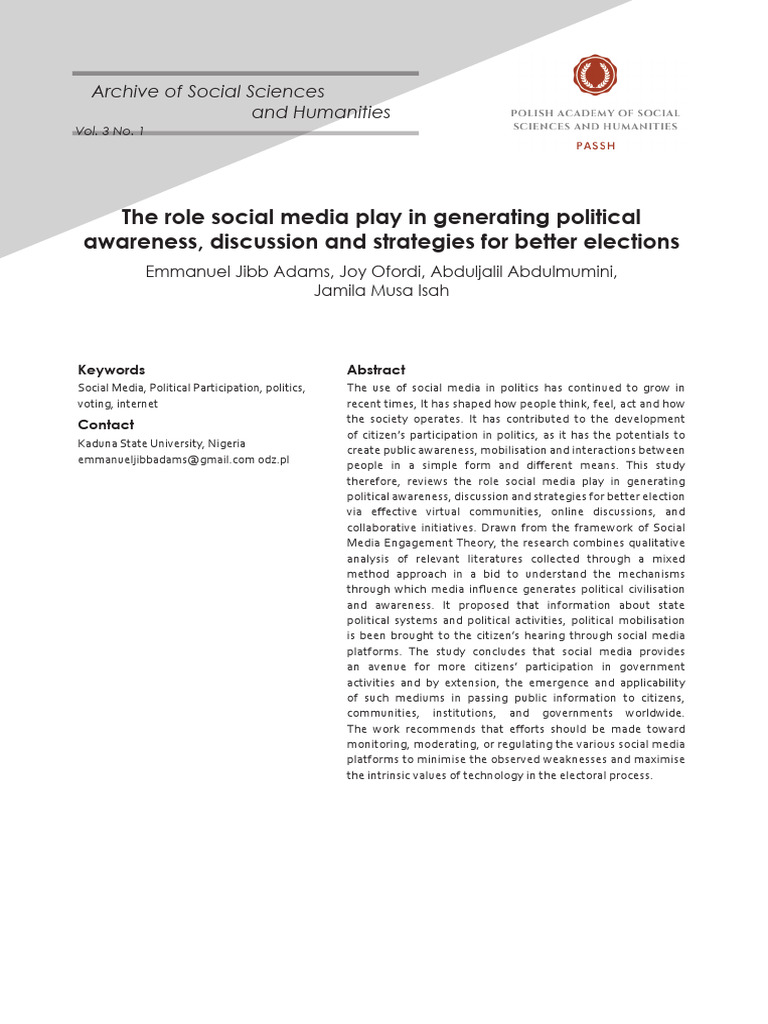 The Role Social Media Play in Political Movements | PDF | Social Media ...