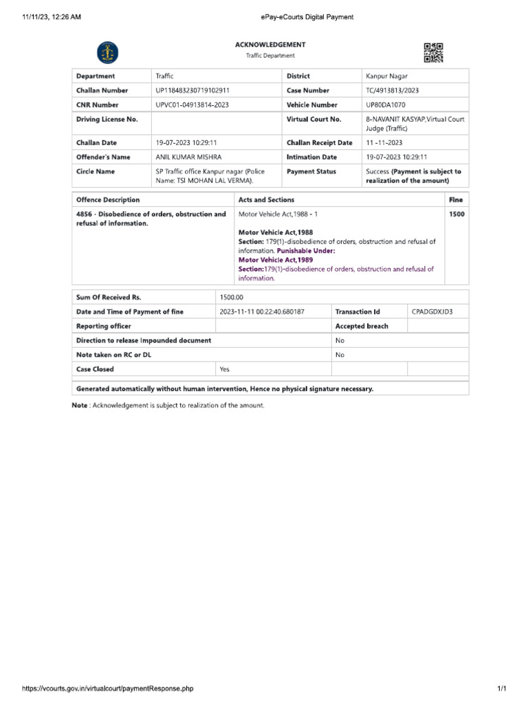 Challan Receipt | PDF
