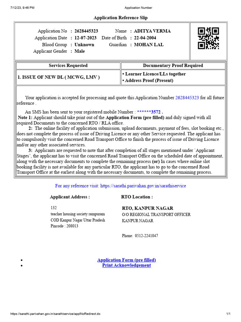 Application Number DL | PDF | Transport | Land Transport