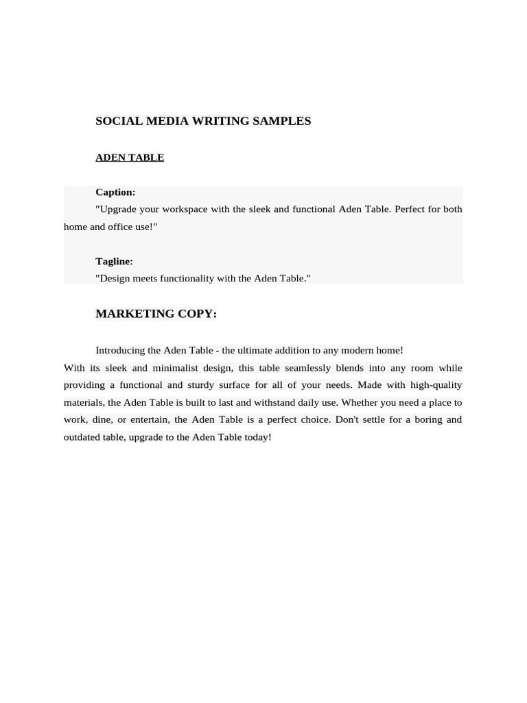 Social Media Writing Samples | PDF
