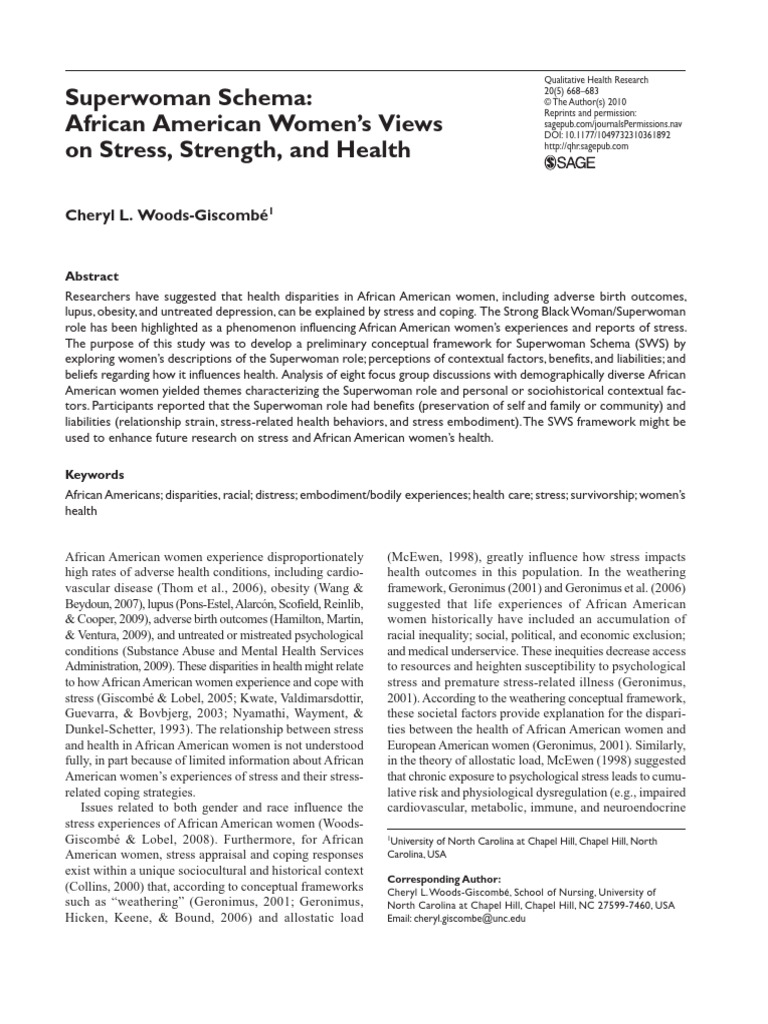 Superwoman Schema in African American Women | PDF | Focus Group ...