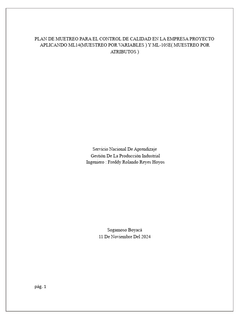 Diseño de Un Esquema de Muestra Con ML 414 | PDF | Calidad (comercial ...