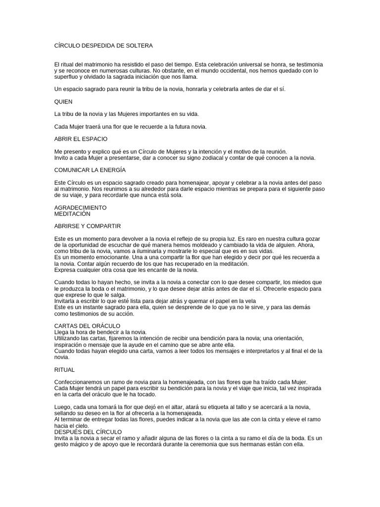 Círculo Despedida de Soltera | PDF | Boda | Bendición