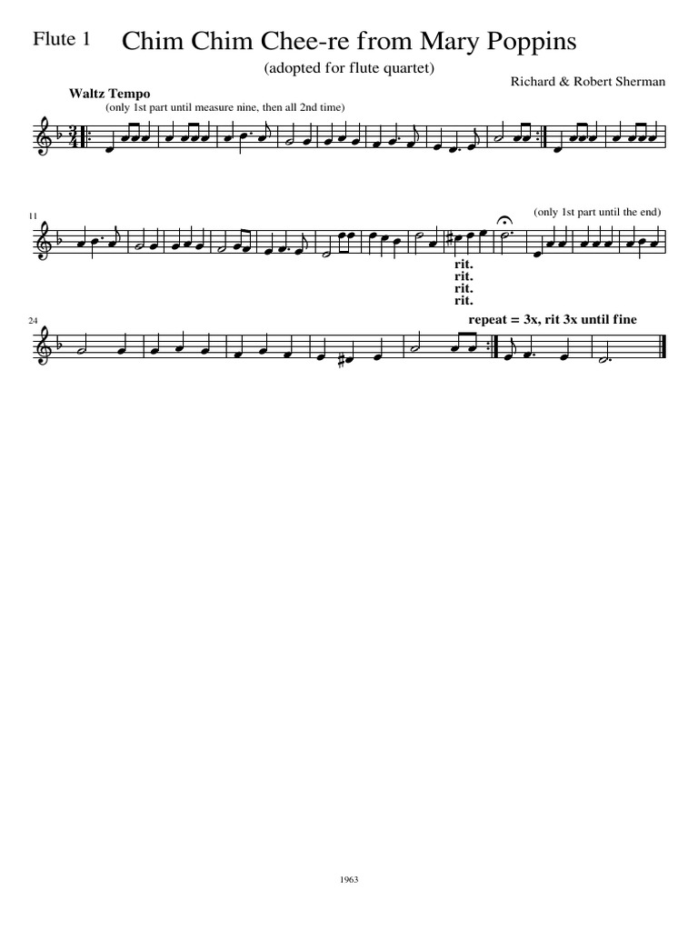 chim chim chee-re from mary poppins-Flute_1-Flute_1 | PDF