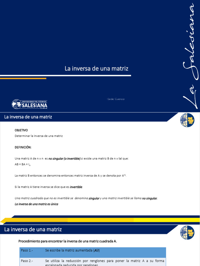 Inversa de Matrices: Definición y Ejemplos | PDF | Matriz (Matemáticas ...