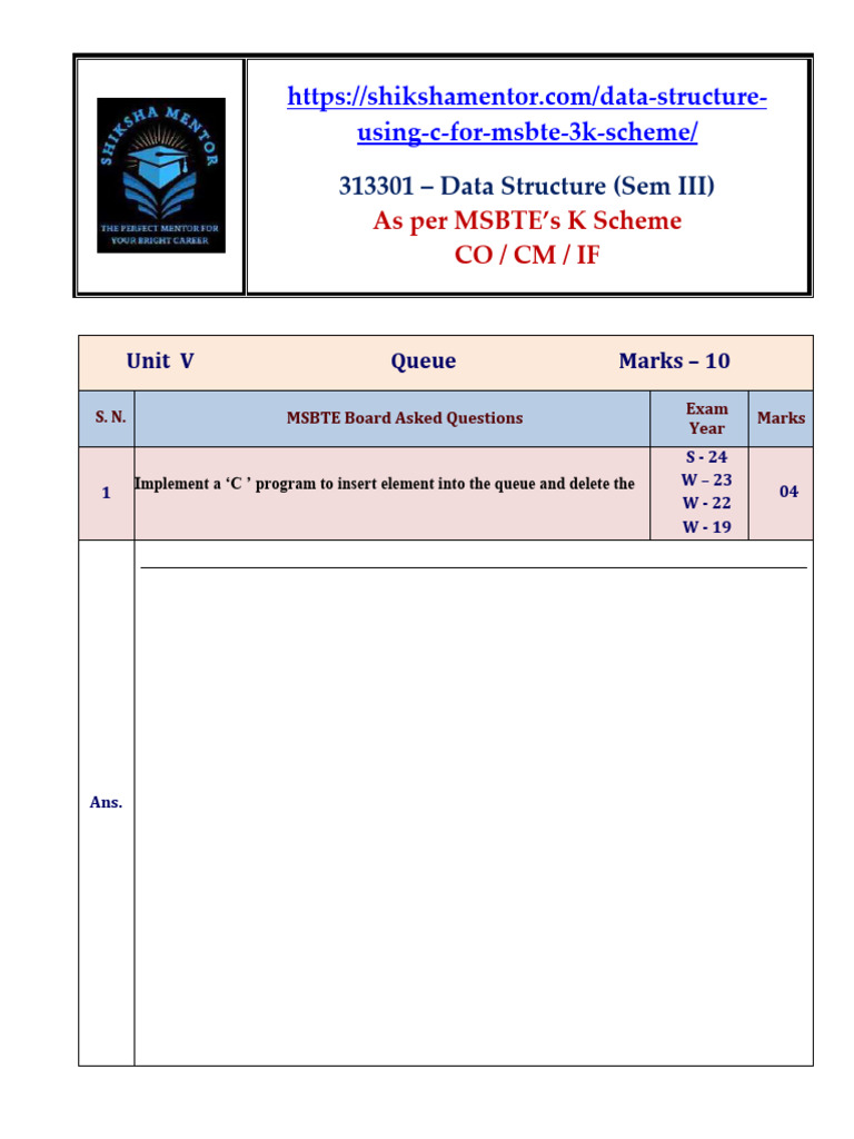 Unit-5-DSU-1 | PDF | Queue (Abstract Data Type) | Computing Unit-5-DSU-1 | PDF | Queue (Abstract Data Type) | Computing