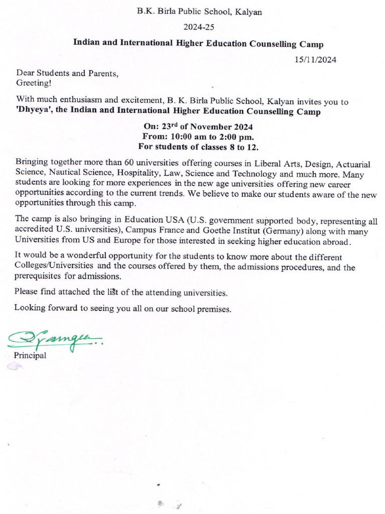 Indian and International Higher Education Counselling Camp | PDF