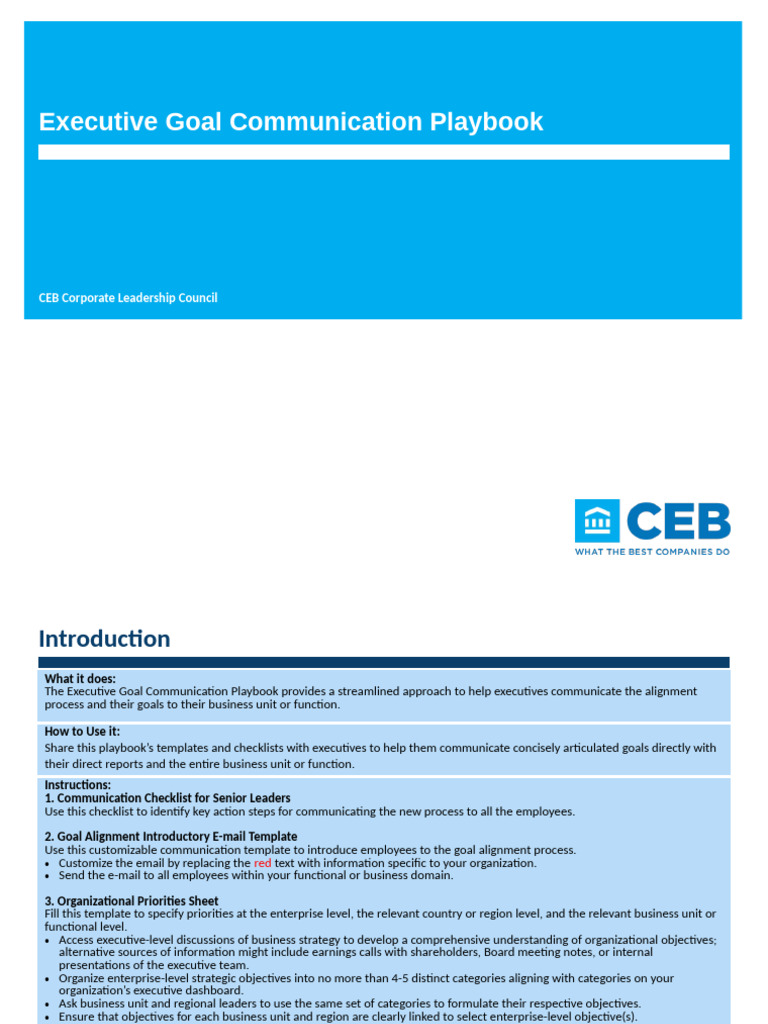 2.2 Executive Goal Communication Playbook | PDF | Goal | Strategic ...