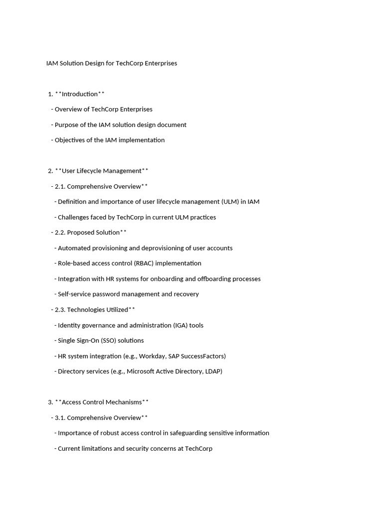 IAM Solution Design For TechCorp Enterprises | PDF | Computer Security | Security