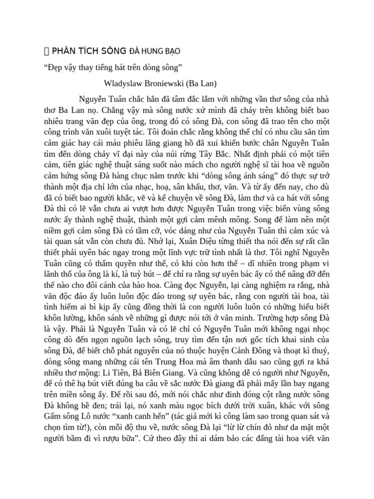 ? Phân Tích Sông Đà Hung B o | PDF