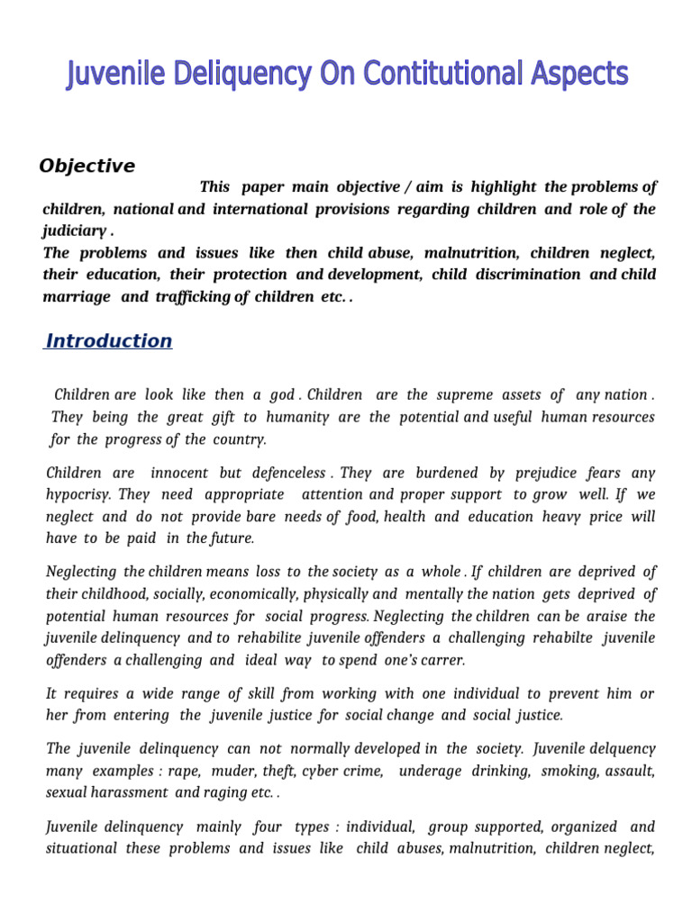 Juvenile Delinquent On Constitution Aspects | PDF | Juvenile ...