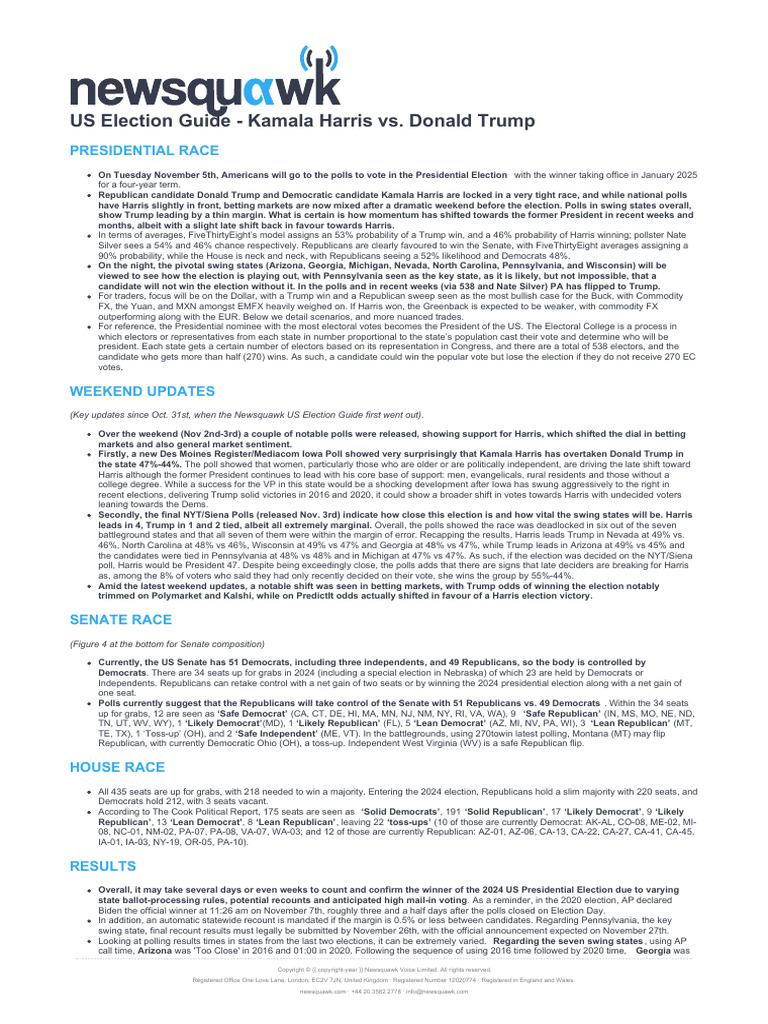 New US Election Guide - Kamala Harris vs. Donald Trump | PDF | Swing ...
