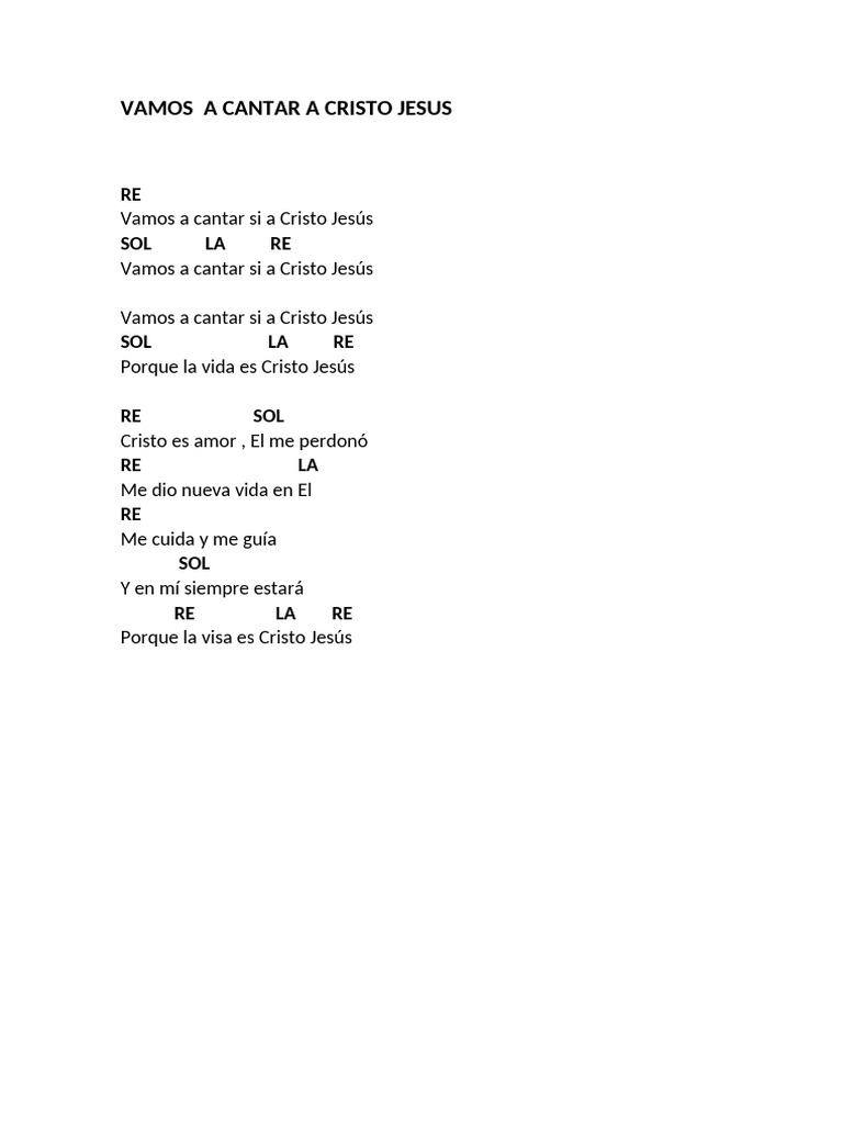 Vamos A Cantar A Cristo Jesus | PDF