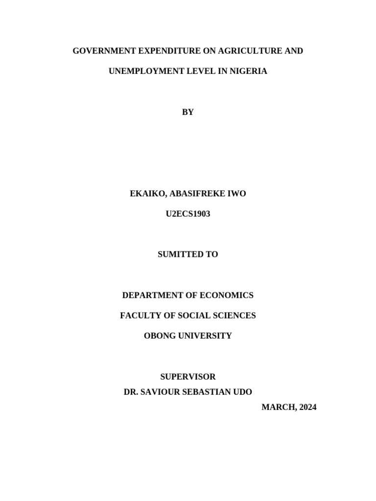 Abasifreke Ekaiko Iwo Project | PDF | Keynesian Economics | Labour ...