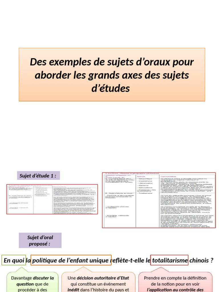 Des Exemples de Sujets D Oraux Pour Aborder Les Suje | PDF | Chine | Politique mondiale